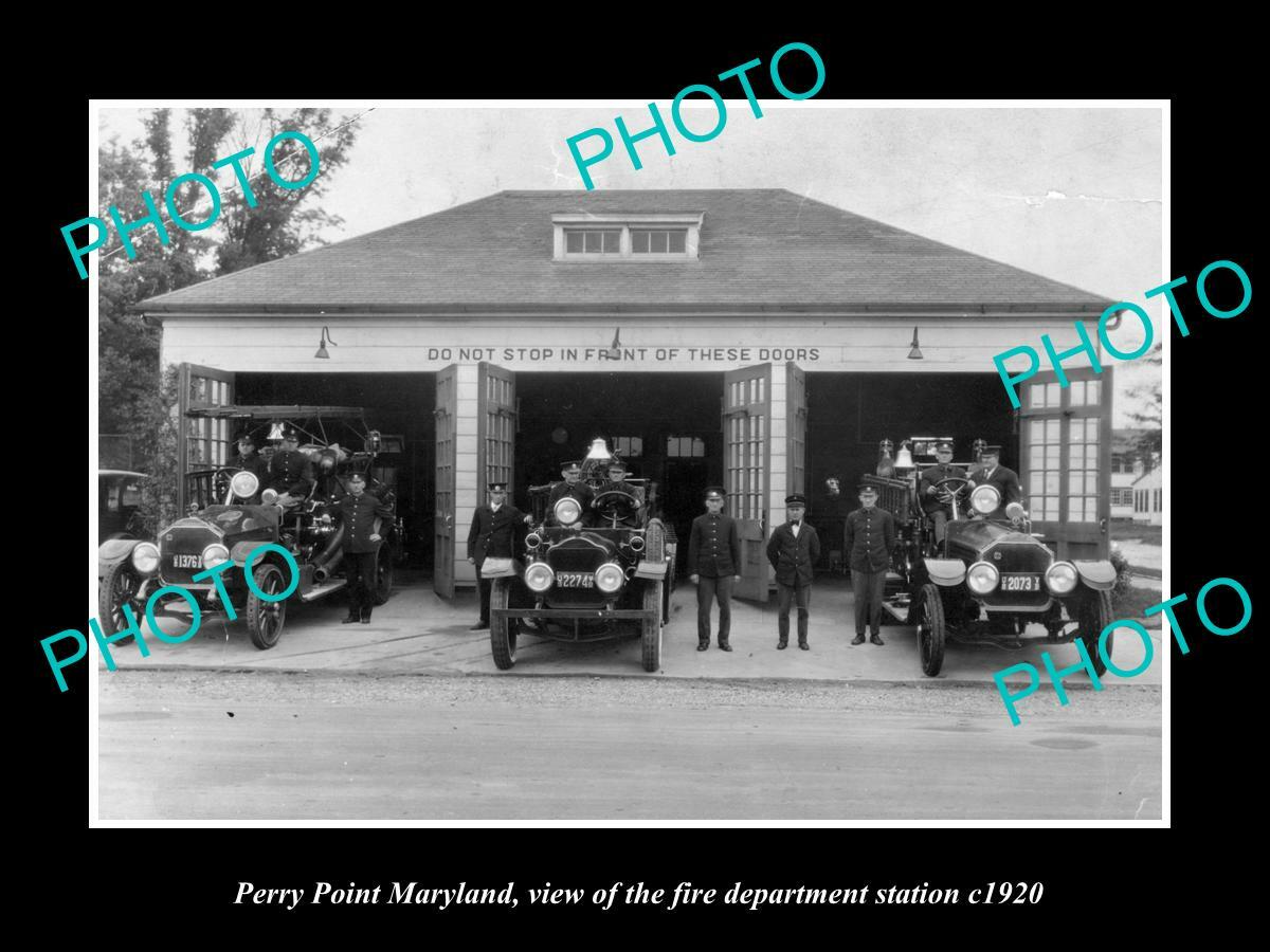 OLD POSTCARD SIZE PHOTO OF PERRY POINT MARYLAND THE FIRE STATION ...