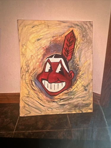 Classic Chief Wahoo Oil Painting On Fredrick Frame | eBay