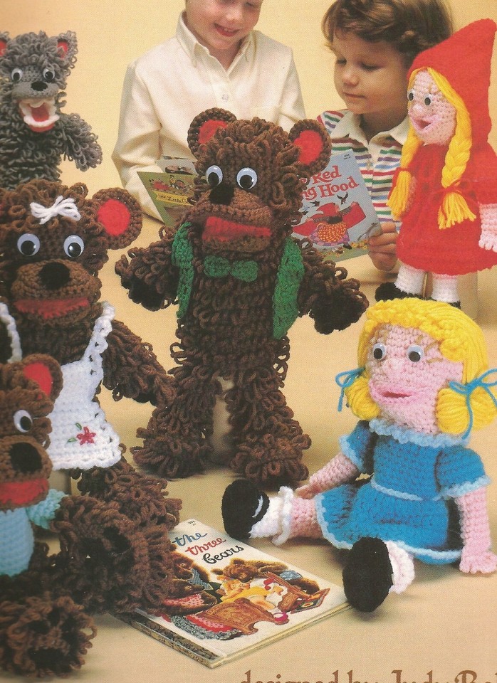 Story Book Puppets Crochet Patterns Bears Wolf Pigs Goldilocks Grandma ...