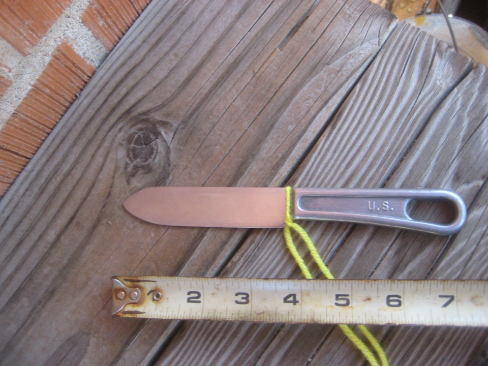 1952 Vtg 3 1/2" Blade US MILITARY *** O. L. Mess Knife Cast Aluminum ...