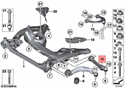 Genuine BMW Hybrid 5 F06 F10 Wishbone Bottomwith Rubber Mount Right ...