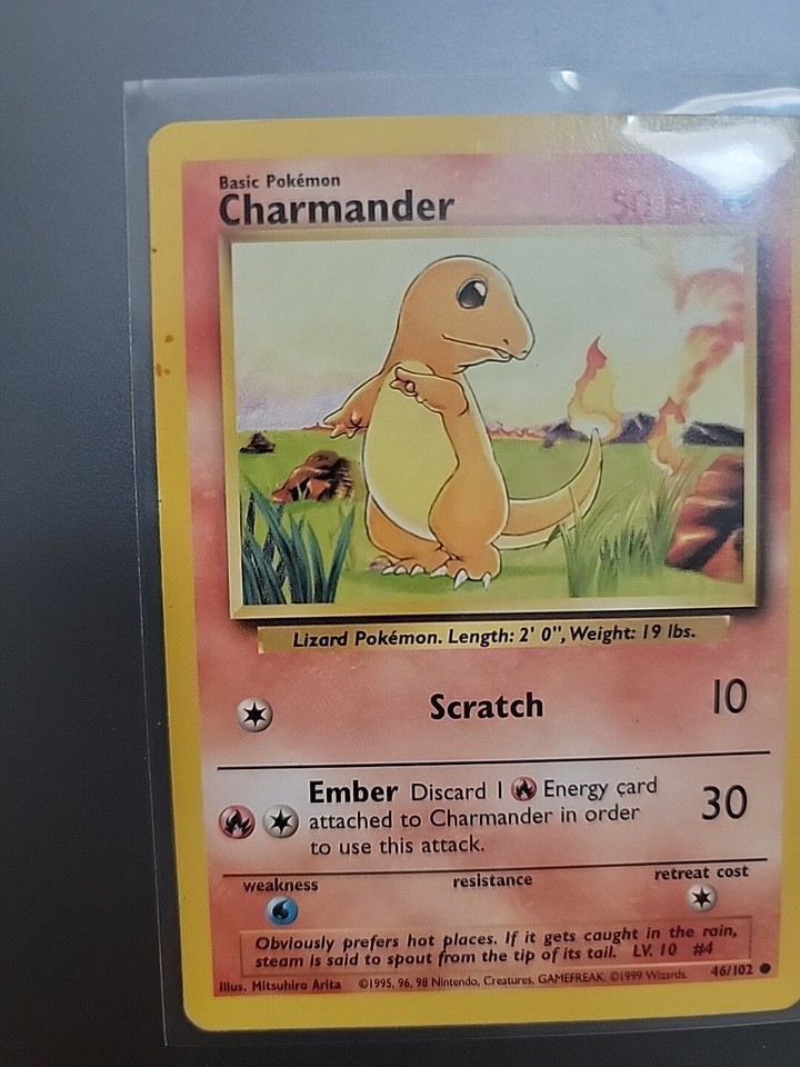 Charmander 46/102 Rare Pokemon Error Card 3 Red Dots In Left Border One ...