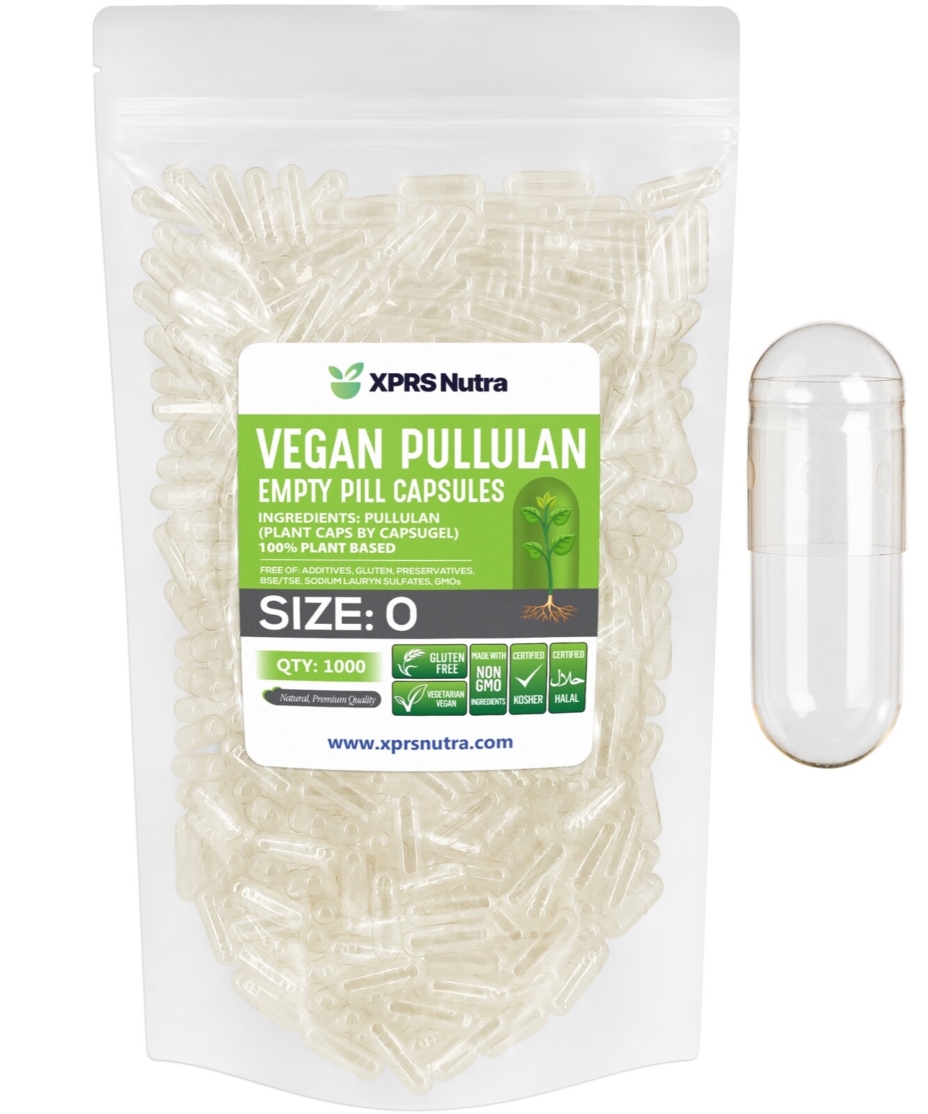 Size 0 Clear Pullulan Empty Vegan/Vegetable Vegetarian Pill Capsules ...