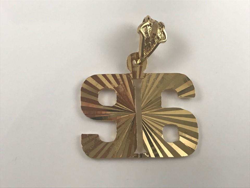 Gold Number 90-00 Pendant Large Diamond-Cut 24k Gold Plated Jersey ...