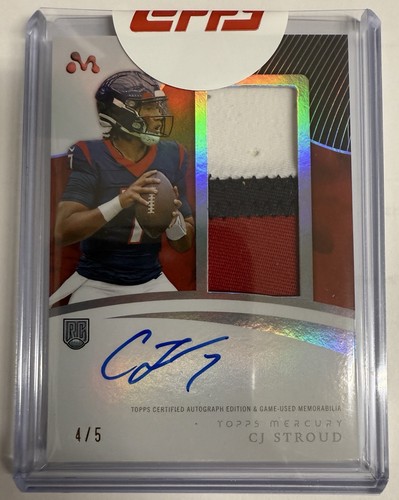 2024 Topps Finest CJ Stroud Mercury RC Auto GU Patch Relic Red #4/5 SAR ...