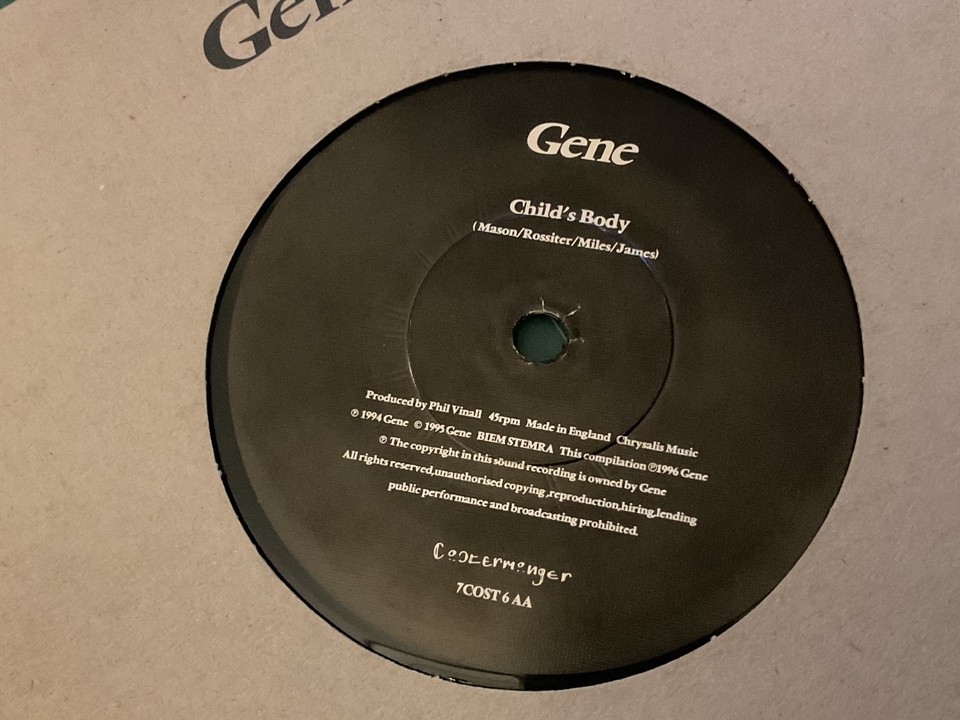 Gene- For the dead. Reissue rare 7" Britpop classic.Near mint vinyl+ ...