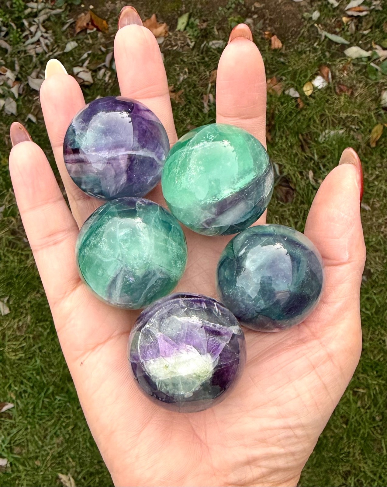 Natural Fluorite Sphere Crystal Ball 35mm Wholesale Lot (12 PCs)