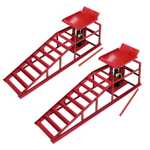 2PC Heavy Duty Metal Car Ramp Lift Height Adjustable 2 Ton Hydraulic ...