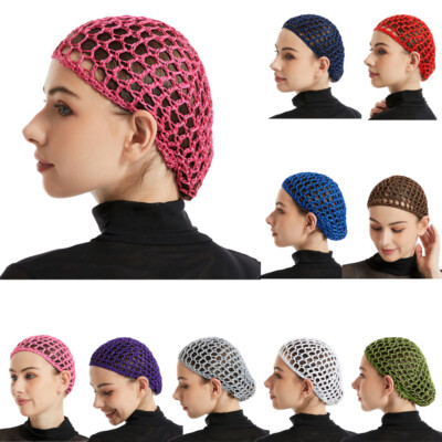 Mesh Hair Net Crochet Cap Snood Sleeping Night Cover Women Turban Hat ...