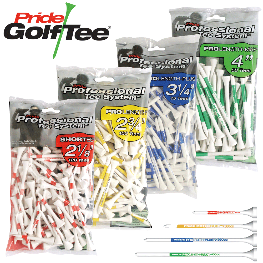 PRIDE PRO LENGTH WOODEN GOLF TEES BUMPER PACKS / ALL LENGTHS / MULTI ...