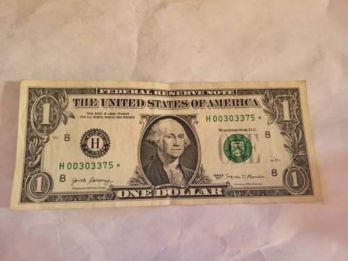 $1 One Dollar Bill Star Note 2017 Duplicate/Low Serial number!! | eBay