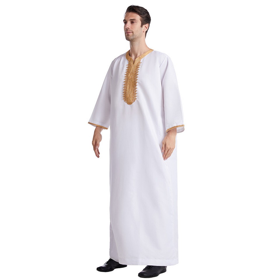 Mens Saudi Arab Muslim Robe Long Thobe Jubba Dishdasha Thawb Thoub ...
