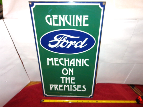 11x19 in GENUINE FORD MECHANIC ADV. SIGN HEAVY DIE CUT METAL PORCELAIN ...