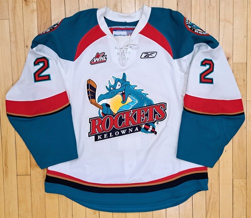 Reebok Jesse Lees WHL Kelowna Rockets Game Worn Jersey WHL Debut 56 CHL ...