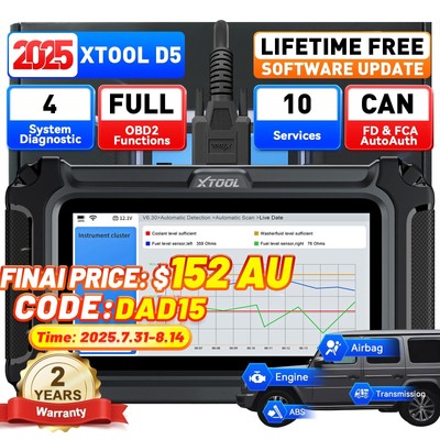 2025 XTOOL D5 Automotive OBD2 Scanner Engine ABS SRS EBP SAS Diagnostic ...