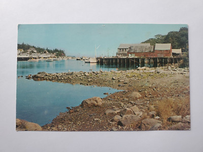 Postcard - FISH WHARF & ANCHORAGE NEW HARBOR MAINE P3717 - 1957 - Free ...