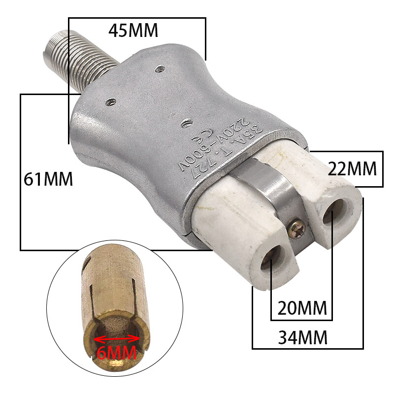 High Temperature high current Ceramic Connector 6mm-600V 35A 500°C T ...
