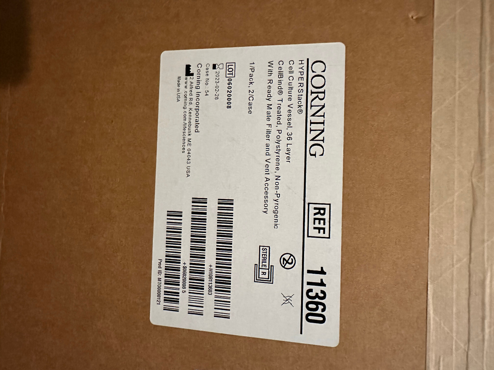 Corning CellBIND HYPERStack 36-Layer Cell Culture Vessels 10036 Case of ...