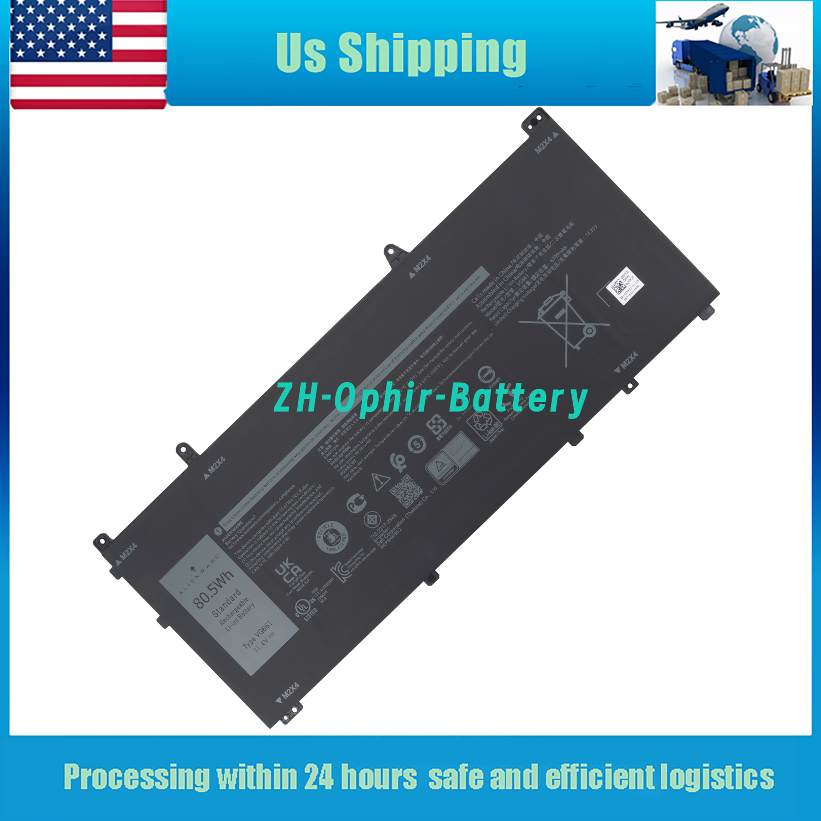 New Genuine VG661 Laptop Battery for Dell Alienware X14 Series 31CP5/46 ...