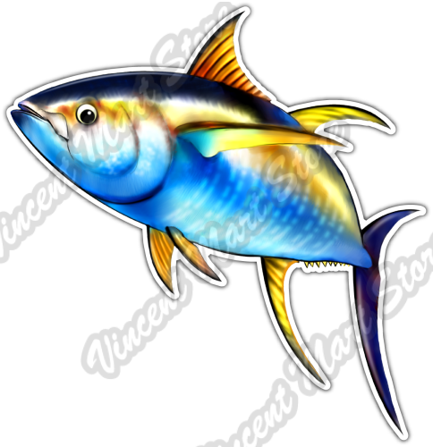 Yellowfin Tuna Fishing Fish Ocean Sea Life Car Bumper Vinyl Sticker ...