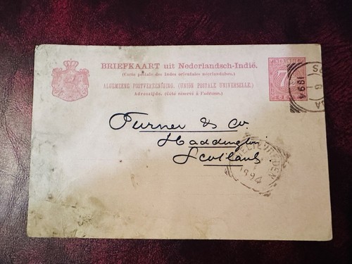 NEDERL INDIE INDONESIA POSTCARD 1894 POSTED TO SCOTLAND (see Photos) | eBay