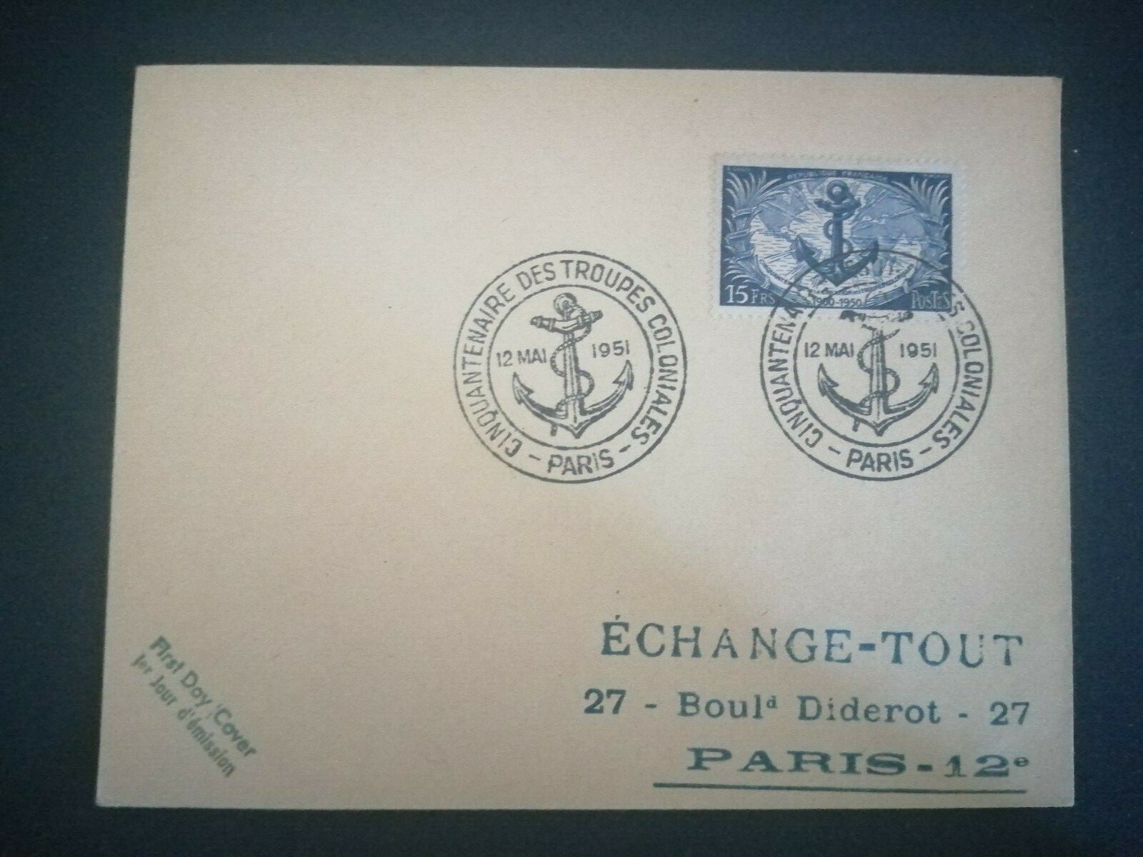 Frankreich Premier Tag FDC Yvert 889 Troop Koloniale Air France 15F ...