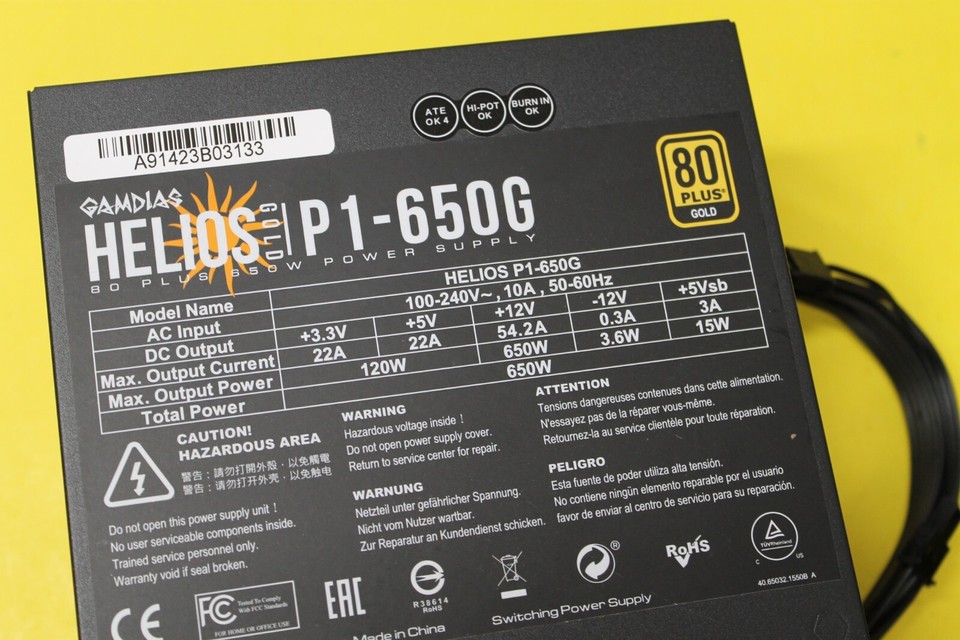 GAMDIAS HELIOS P1-650G 80+ GOLD 650W ATX DESKTOP PC Power Supply PSU | eBay