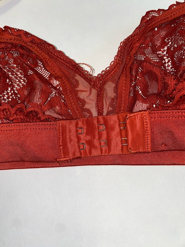 Savage X Fenty Rust Red Lace Bra Unlined Sheer Stretch Bralette Rihanna ...