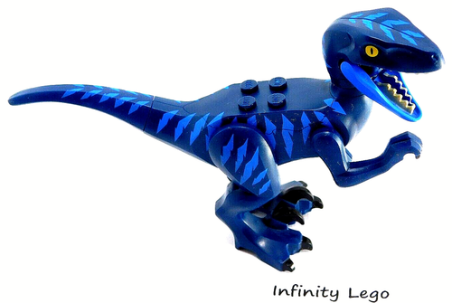 LEGO Dark Blue Raptor Dino Minifig Figure Jurassic World Dinosaur ...