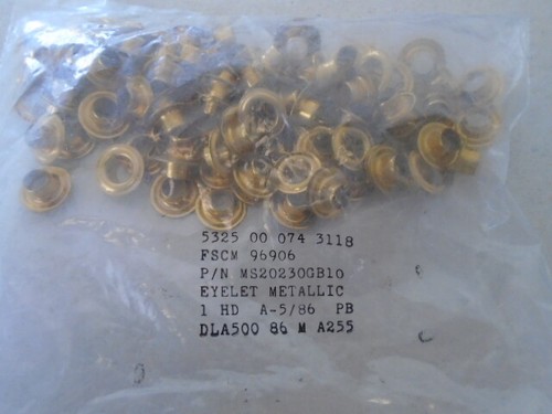 LOT OF 100 EA METALLIC EYELET P/N: MS20230GB10 | eBay