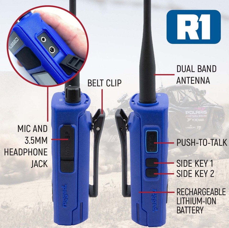Rugged Radios R1 Blue Digital and Analog Business Band Two Way Handheld ...