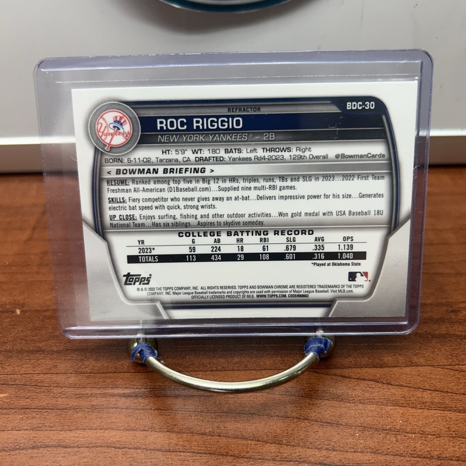 Roc Riggio 2023 1st Bowman Chrome Draft Refractor Card #BDC-30 New York ...