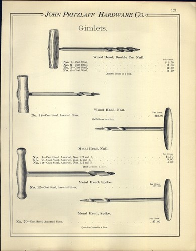 1903 PAPER AD Gimlet Wood Metal Head Nail Spike Conductor Punch Cast ...