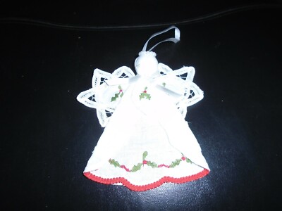 NOS HANDMADE EMBROIDERED COTTON CLOTH ANGEL CHRISTMAS ORNAMENTS | eBay