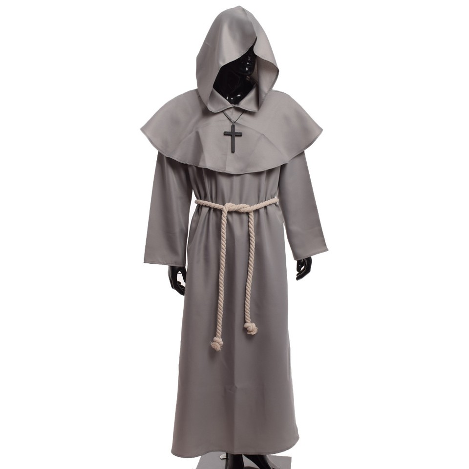 Medieval Monk Robe Hooded Monk Cowl Renaissanc Cape Priest Robe Cosplay ...