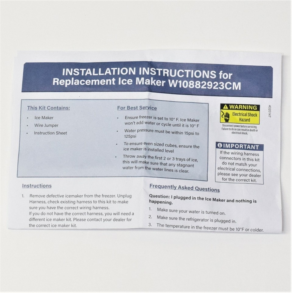 Refrigerator Icemaker for Whirlpool W10882923 W10377151 | eBay