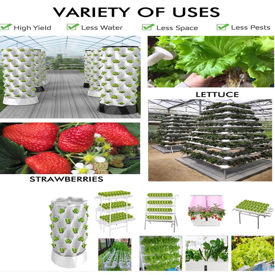 80 Pots Vertical Hydroponics Tower Set Hydroponic Growing System Garden ...