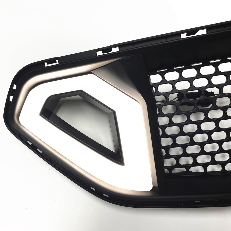 RTR Style Bumper Bar Upper Grill Grille W/ LED Lights For Ford Mustang ...