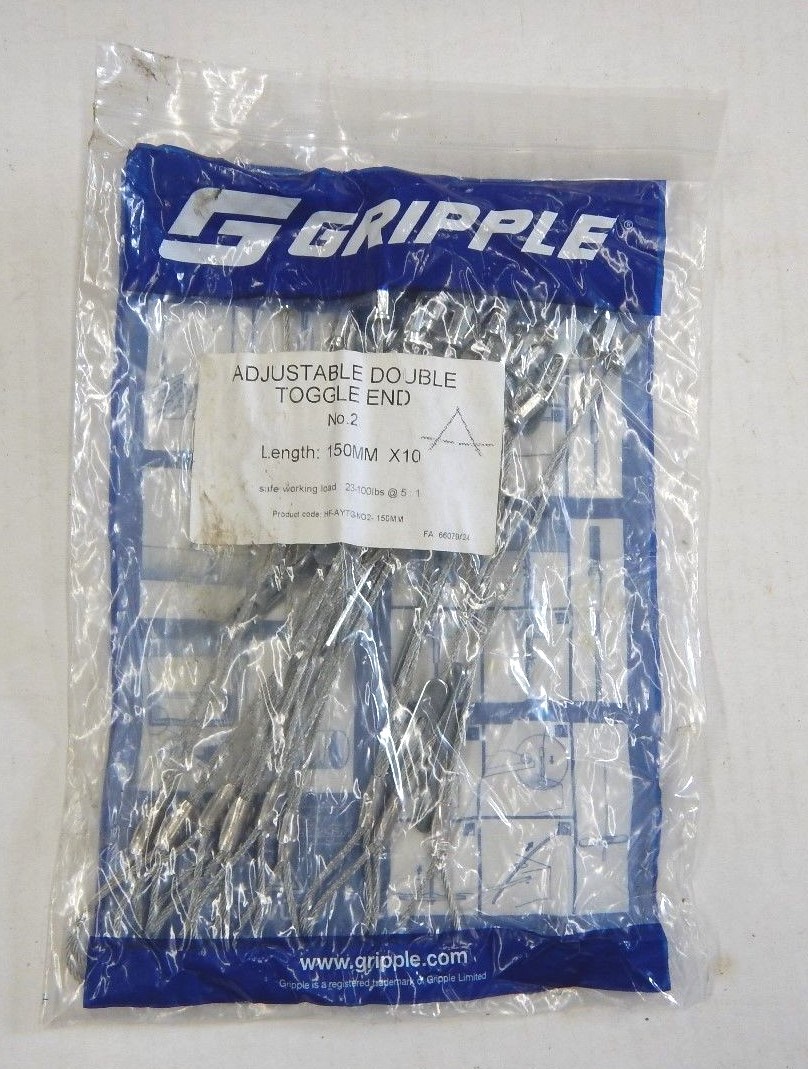 (10) Gripple Adj. Double Toggle End No 2 100# Speaker Light Cable ...
