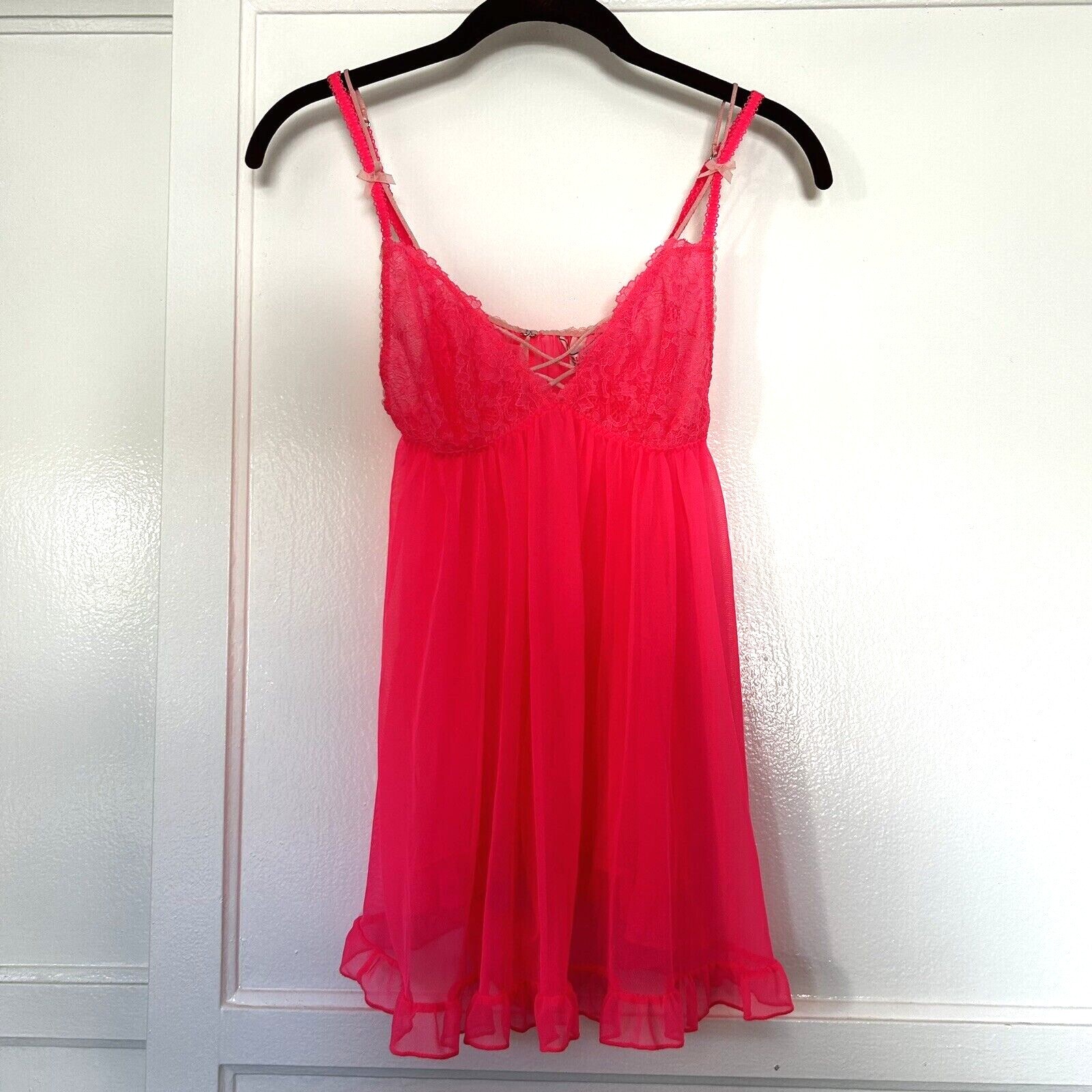 Victoria’s Secret Lingerie S Neon Pink Babydoll Dress… - Gem