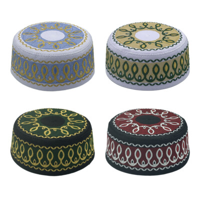 Muslim Kids/Adult Hat Men Prayer Hats Embroidery Arabia Turban Cap Flat ...