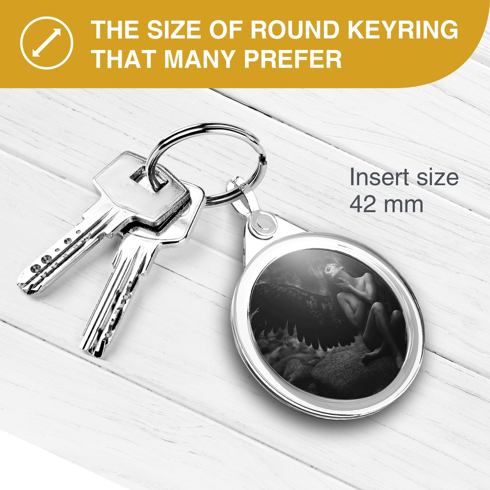 Keyring Circle - BW - Beautiful Fallen Angel Fantasy Art #36038 | eBay