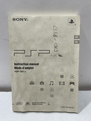 Sony PSP 1001 Black Portable Handheld Game System Console Manual ...