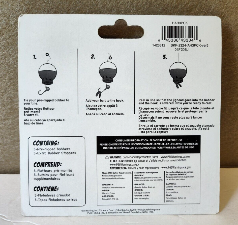 Shakespeare Hide-a-Hook Bobber Kit Fishing Safety for Kids Unique ...