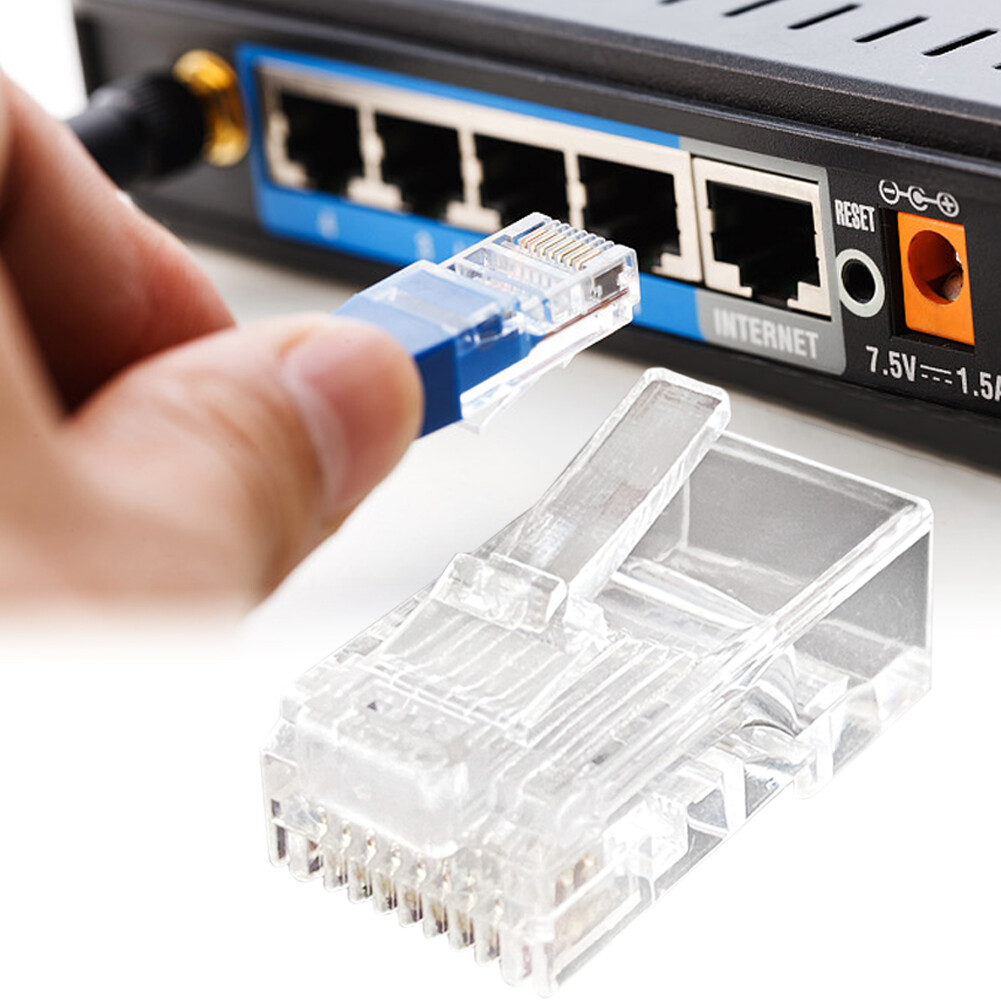 For CAT5E With Load Bar RJ45 Interface Ethernet Connector Network Plug ...