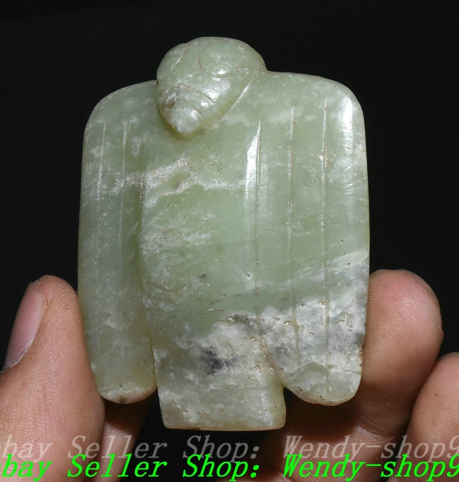 Old Hongshan Culture Natural Hetian Jade Carve Bird Eagle Hawk Amulet ...