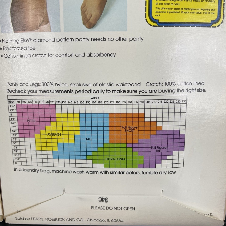 2 Pkgs Pantyhose Sears Cling-alon Sz Average Sandstone Stockings New ...