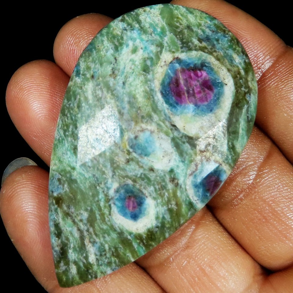 (36 X 58 x 08 MM) 139.95 Carat. NATURAL RUBY FUCHSITE CUT PEAR CABOCHON ...
