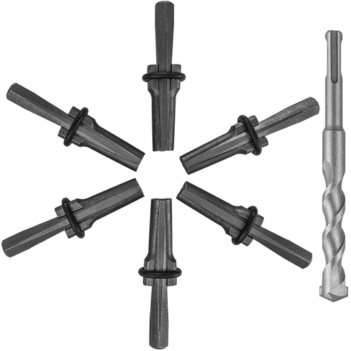 6Pcs Rock Splitting Wedges and 1Pcs Rotary Hammer Drill Bit, 5/8" Plug ...