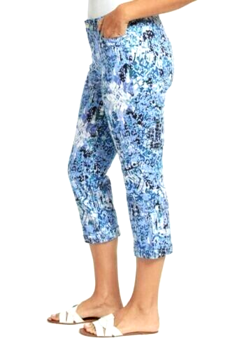 Nine West Christie Capri Women’s Size 6 Blue Printed Stretch Pants ...